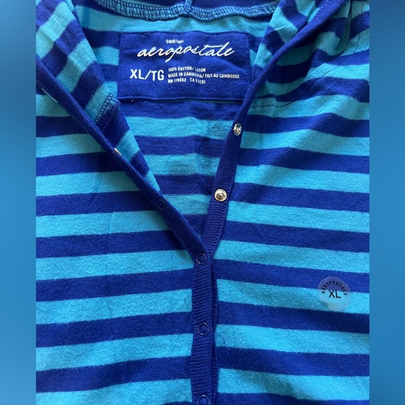 Aeropostale | Tops | Nwt Aeropostale Womens Blue Striped Long Sleeve With Hood | Poshmark